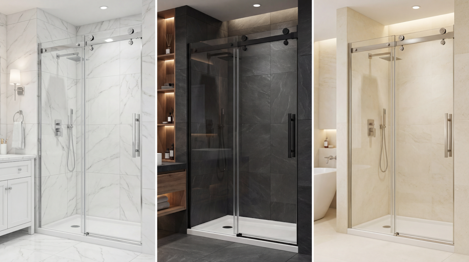 The 56–60" x 72" Standard Walk Frameless Single Sliding Shower Door ...
